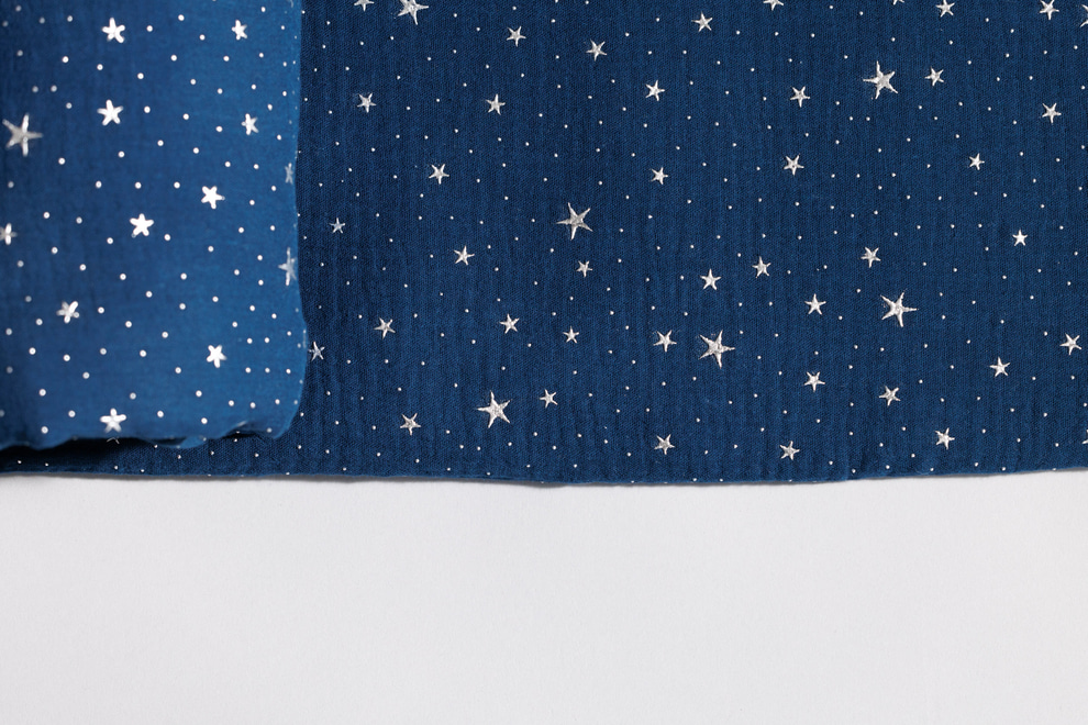 Bed Canopy - Marine Blue & Silver Stars - Model L | Mon Lit Cabane